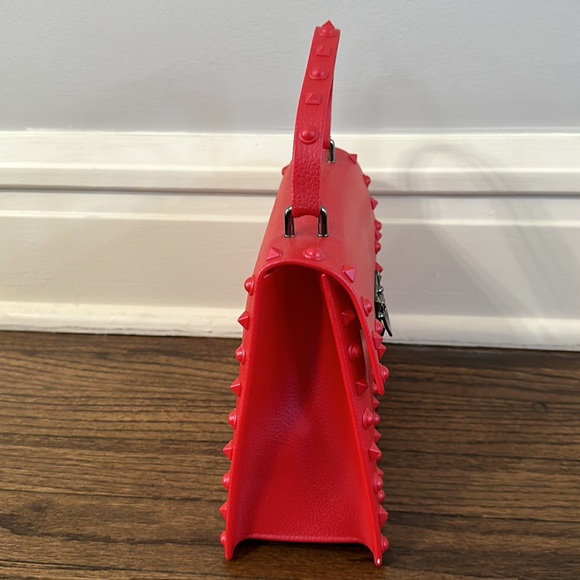 AKIRA | Bags | Red Studded In The Night Spike Top Handle Crossbody ...